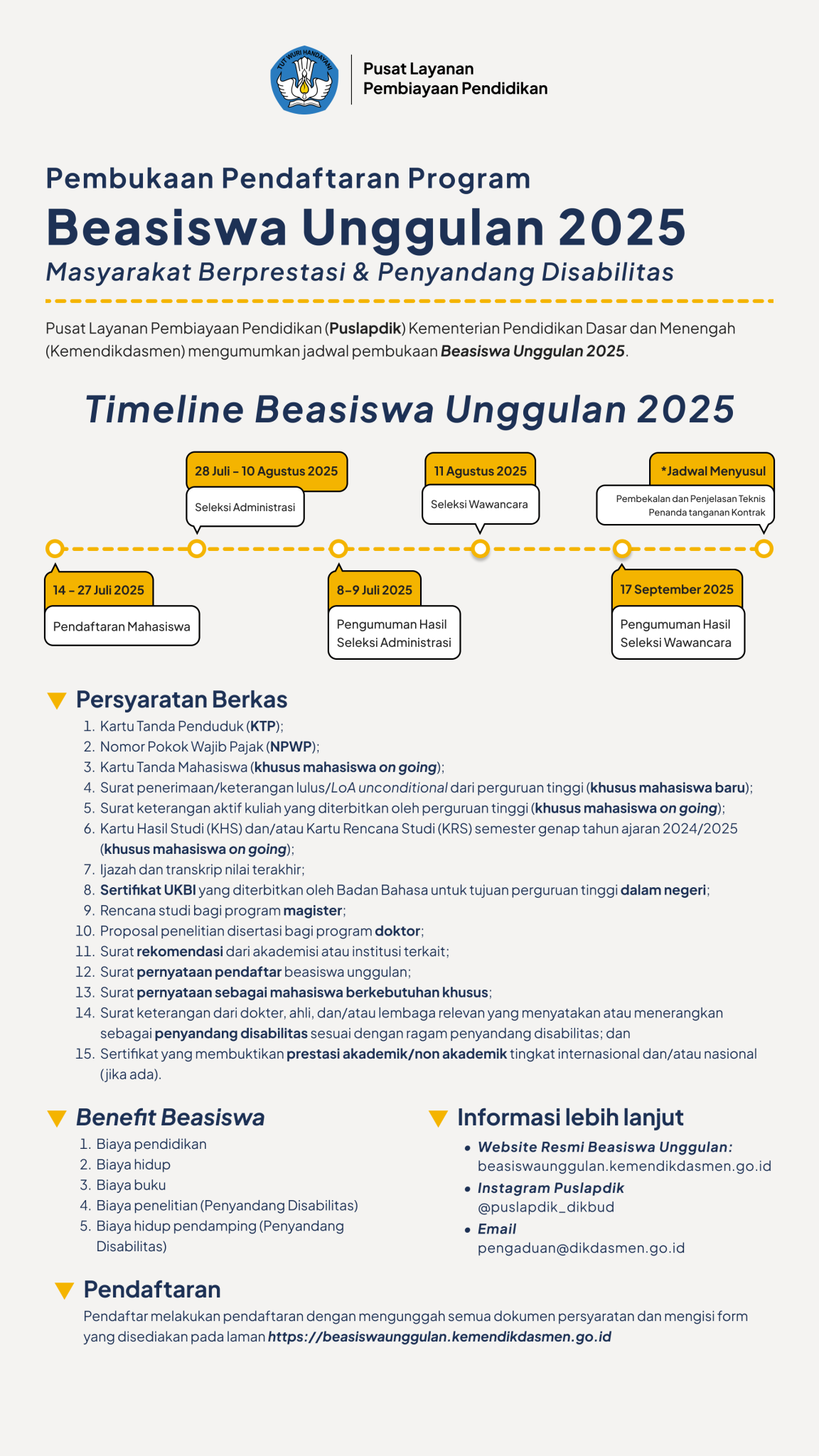 Pendaftaran Beasiswa Unggulan 2025 Resmi Dibuka: Kesempatan Emas untuk Masyarakat Berprestasi ...